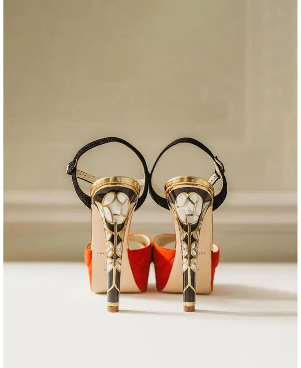 FREYA ROSE Rose In Bloom Ankle Strap Pearl Heel Sandal - Red