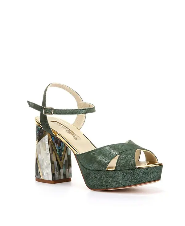 FREYA ROSE Zahra Verde Ankle Strap Pearl Heel Sandal