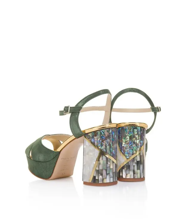 FREYA ROSE Zahra Verde Ankle Strap Pearl Heel Sandal