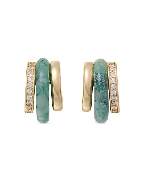 ROXANNE ASSOULIN The Stone Huggie Hoop Earrings - Moss Agate