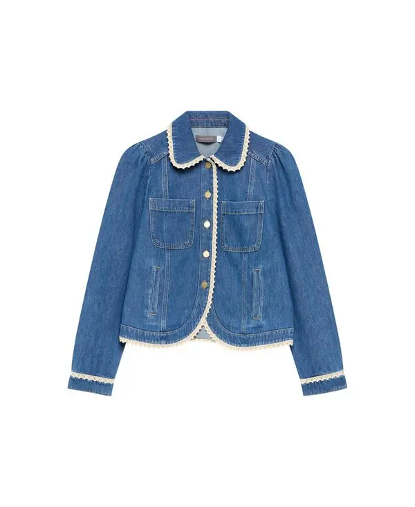 Mint Velvet Lace Trim Denim Jacket
