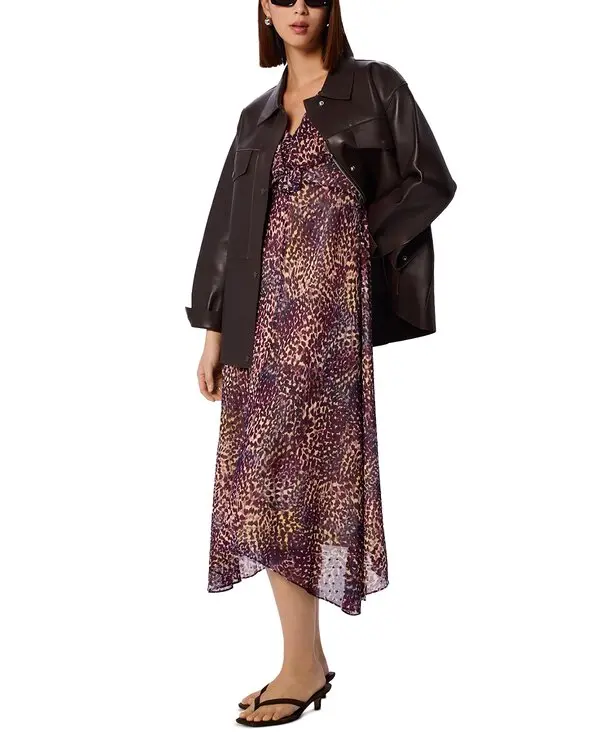 Whistles Orchid Print Cape Sleeve Dress