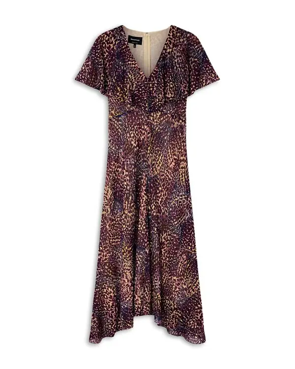 Whistles Orchid Print Cape Sleeve Dress