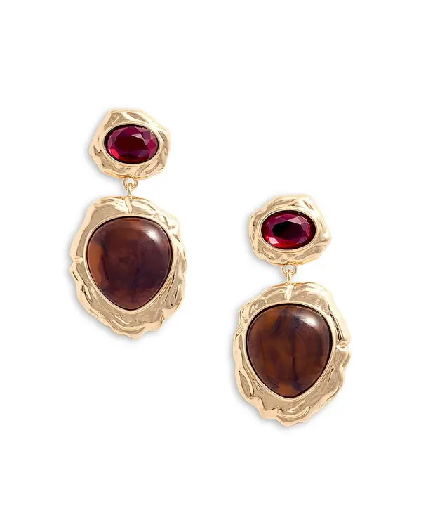 SELF-PORTRAIT Mottled Tiered Earrings - Gold/red