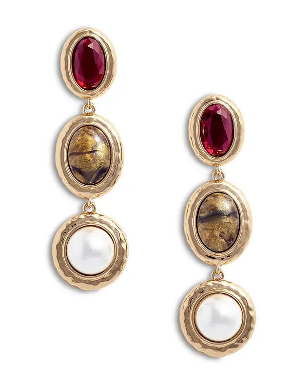 SELF-PORTRAIT Stone And Imitation Pearl Drop Earrings - Gold
