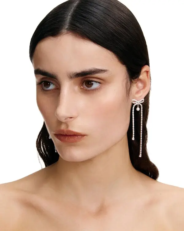 SELF-PORTRAIT Crystal Bow Dangle Earrings
