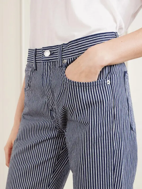 NILI LOTAN Celia Striped Straight-leg Jeans - Blue