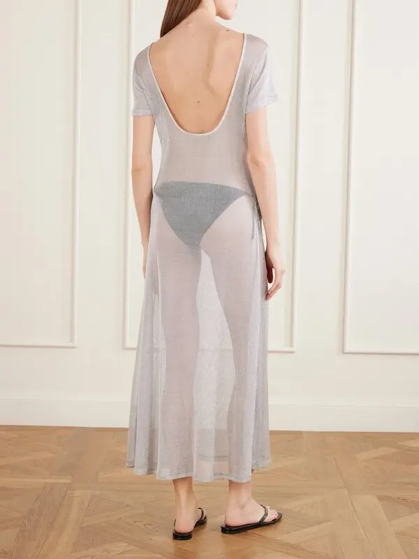 Staud Metallic Knitted Cover-up - Silver