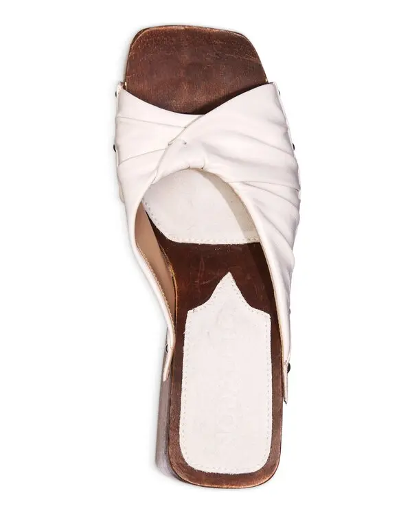 NODALETO Leather Studded Platform Slides