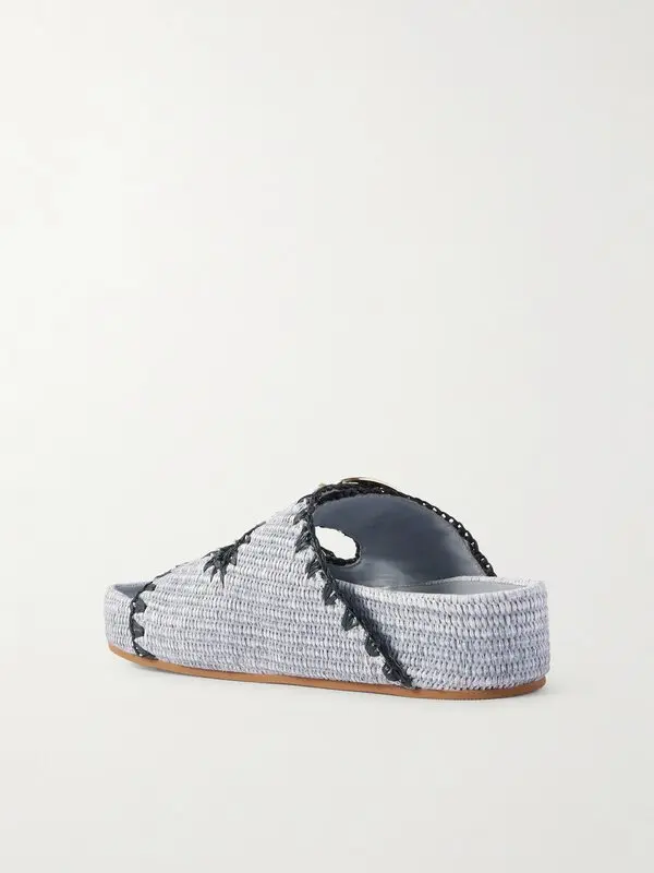 LOEFFLER RANDALL Nico Raffia Sandals - Blue