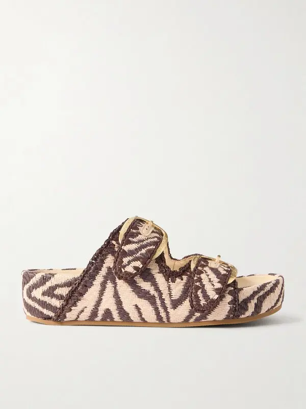 LOEFFLER RANDALL Nico Striped Raffia Sandals - Multi