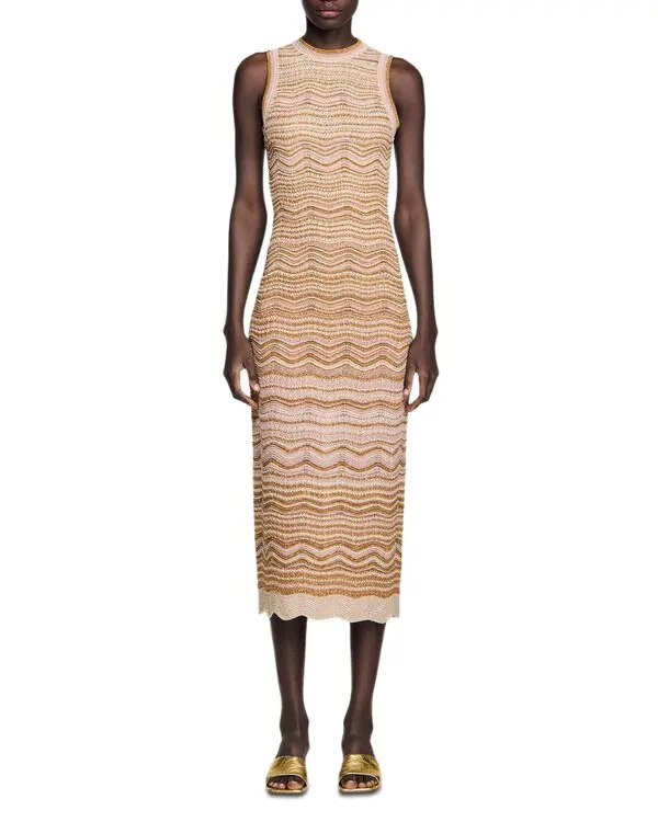 Sandro Raffaela Fancy Knit Maxi Dress