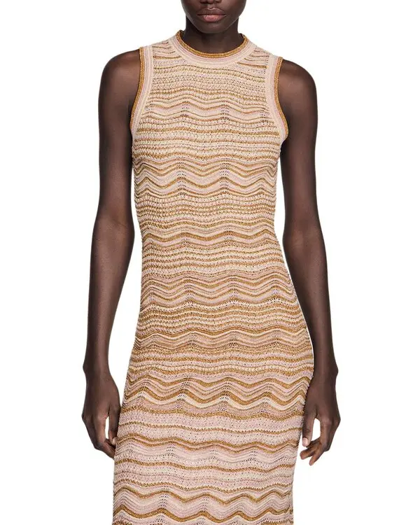 Sandro Raffaela Fancy Knit Maxi Dress