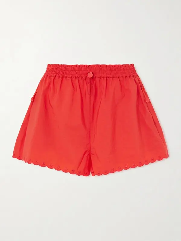 Cecilie Bahnsen Blossom Broderie Anglaise-trimmed Cotton-blend Taffeta Shorts