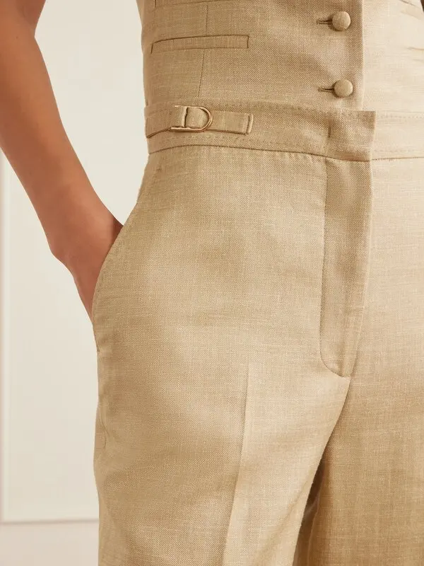 Gabriela Hearst Vesta Wool, Silk And Linen-blend Flared Pants - Neutrals