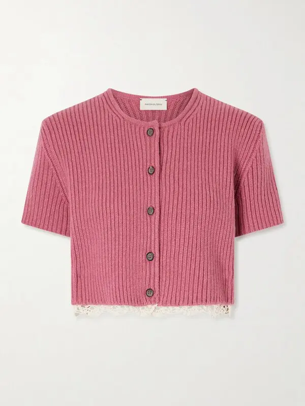Magda Butrym Crochet-trimmed Cashmere Cardigan - Pink