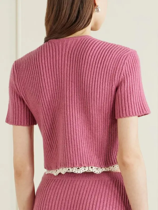 Magda Butrym Crochet-trimmed Cashmere Cardigan - Pink