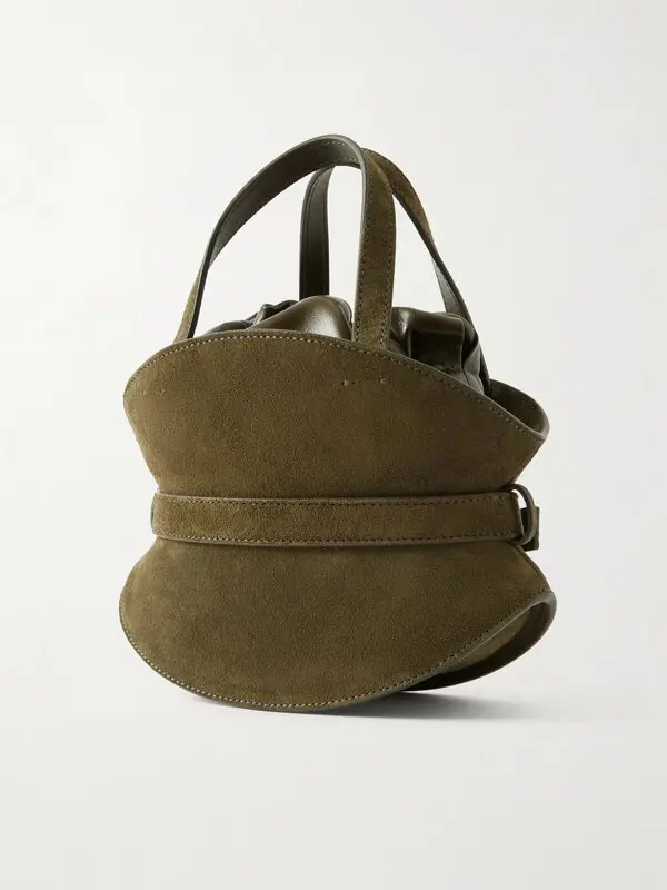 Balmain Shuffle Mini Suede Shoulder Bag - Green