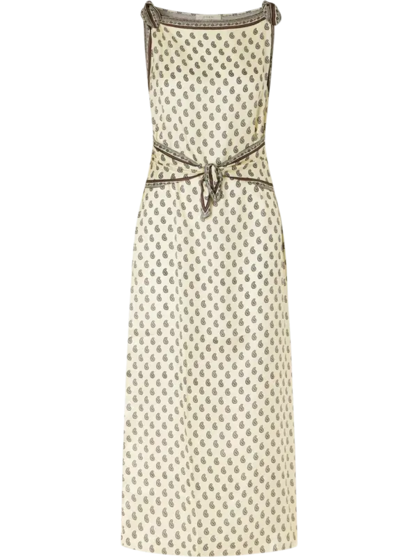 DÔEN Amorette Paisley-print Silk-blend Twill Midi Dress - Yellow