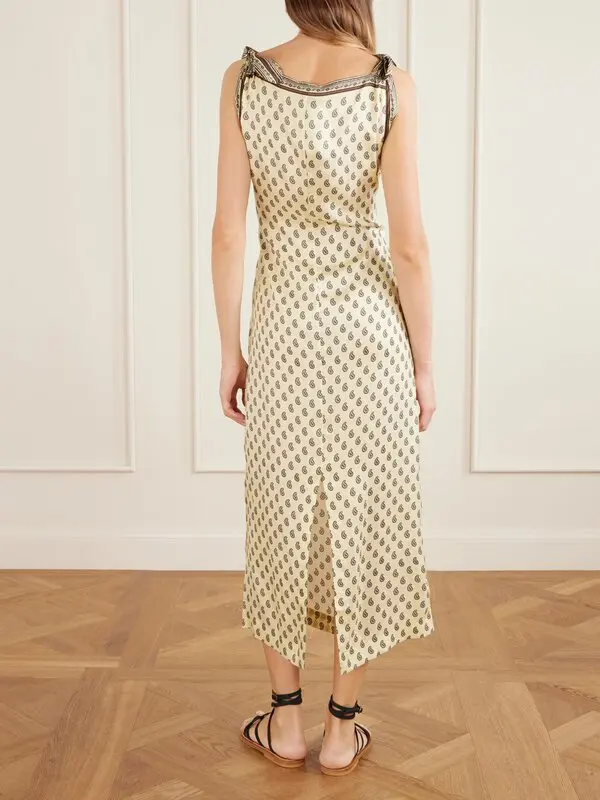 DÔEN Amorette Paisley-print Silk-blend Twill Midi Dress - Yellow