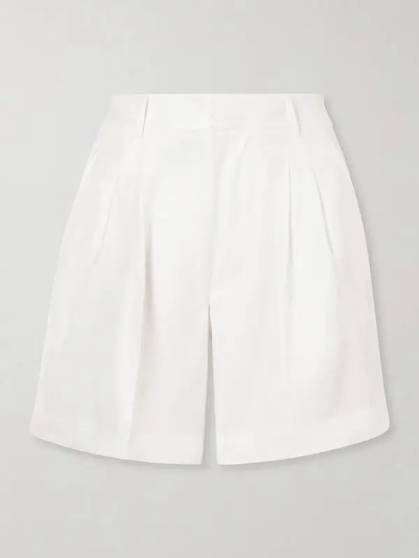 LISA YANG Pleated Silk-twill Wide-leg Shorts