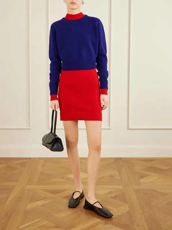 JIL SANDER Two-tone Layered Wool-blend Mini Dress