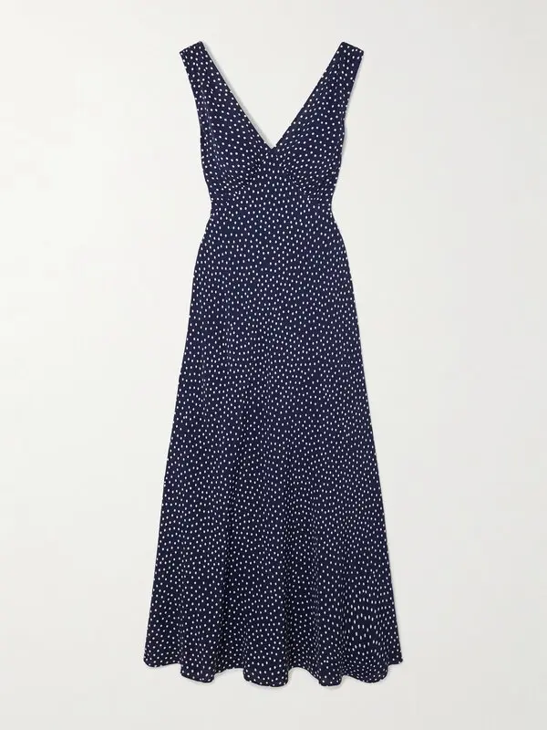 Rixo Sandrine Polka-dot Crepe Midi Dress - Blue