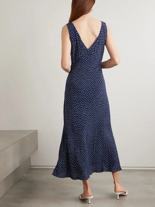 Rixo Sandrine Polka-dot Crepe Midi Dress - Blue