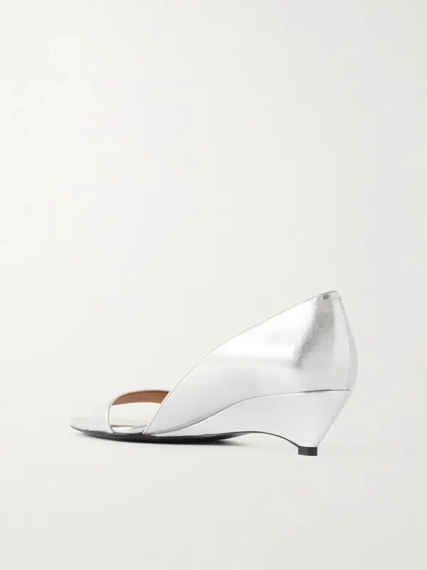 JIL SANDER Metallic Leather Wedge Sandals - Gray