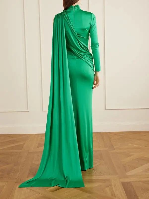 ILKYAZ OZEL The New Arrivals Aya Scarf-detailed Satin Gown