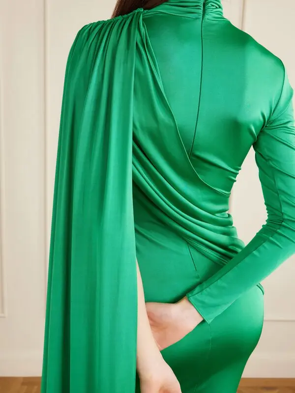 ILKYAZ OZEL The New Arrivals Aya Scarf-detailed Satin Gown