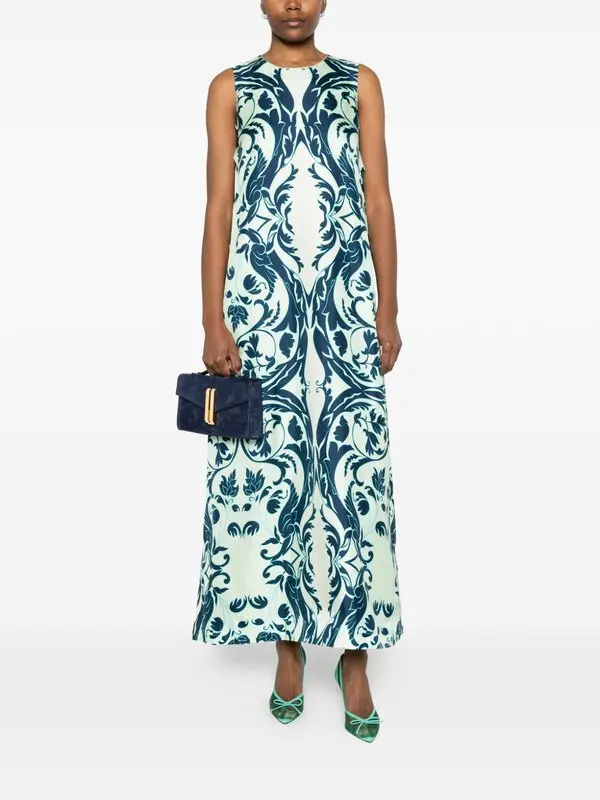 F.R.S FOR RESTLESS SLEEPERS Printed Silk Dress - Blue