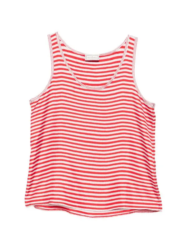 PIERRE-LOUIS MASCIA Striped Sleeveless Silk Top - Red