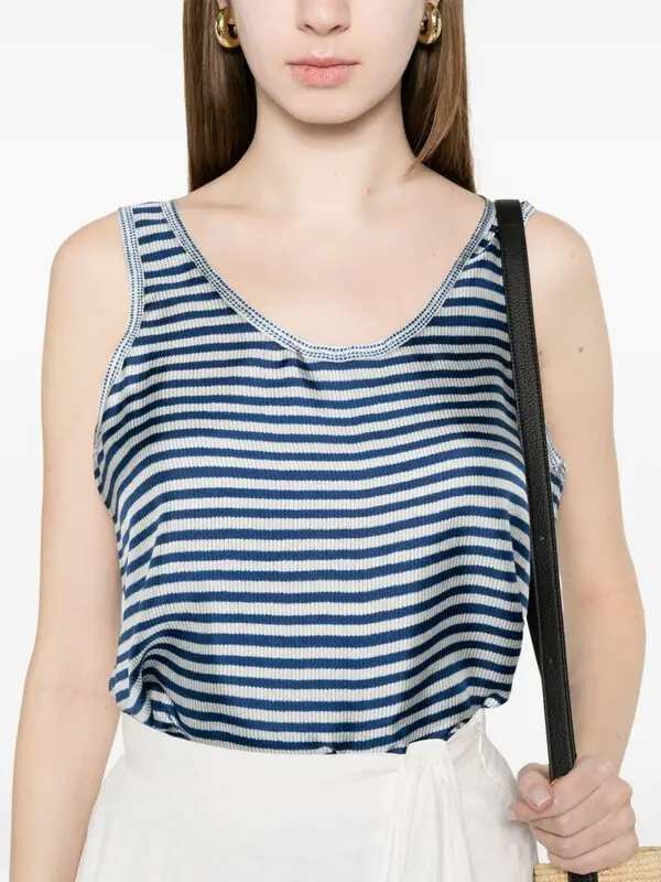 PIERRE-LOUIS MASCIA Striped Silk Top - Clear Blue