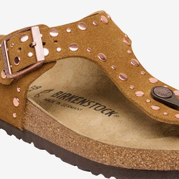BIRKENSTOCK Gizeh Rivet Suede Leather Sandals - Brown