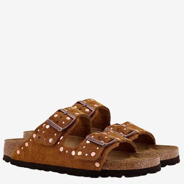 BIRKENSTOCK Arizona Rivet Suede Sandals - Brown