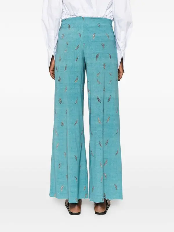 PIERRE-LOUIS MASCIA Printed Silk Wide-leg Pants - Clear Blue