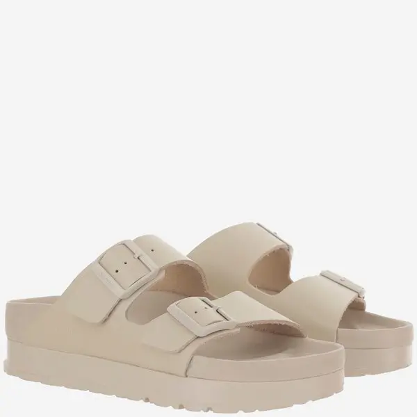 BIRKENSTOCK Arizona Pap Flex Leather Sandals - Beige