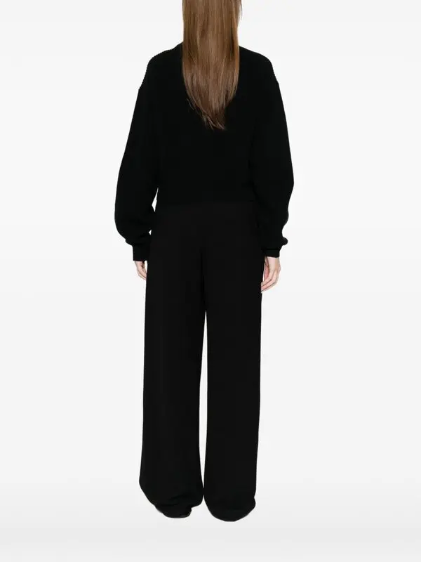 CT PLAGE Cotton Crewneck Cardigan - Black