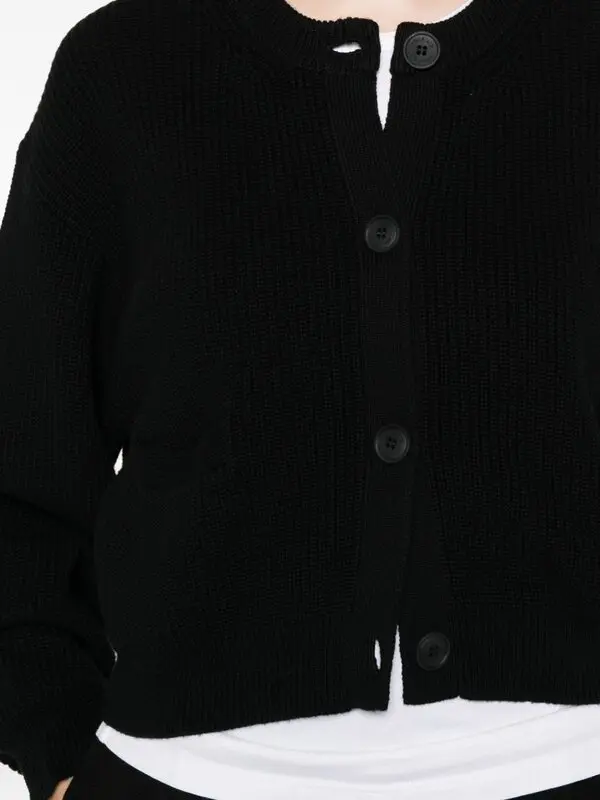 CT PLAGE Cotton Crewneck Cardigan - Black