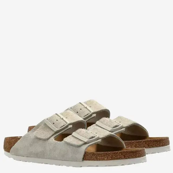 BIRKENSTOCK Arizona Suede Sandals - Light Grey