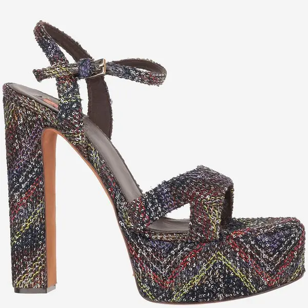 Missoni Platform Sandals In Mixed Viscose - Red