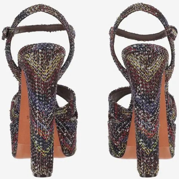 Missoni Platform Sandals In Mixed Viscose - Red