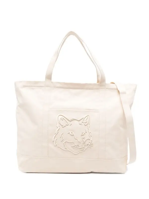 Maison Kitsuné Fox Head Xl Canvas Tote - Beige