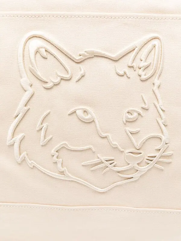 Maison Kitsuné Fox Head Xl Canvas Tote - Beige
