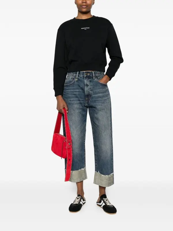 Maison Kitsuné Logo Cropped Sweatshirt - Black
