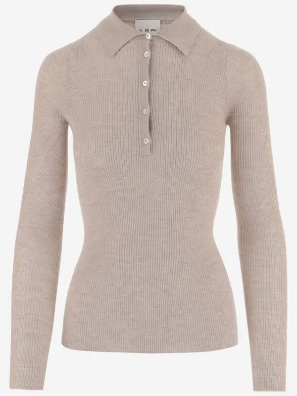SA SU PHI Cashmere And Silk Knitted Polo Shirt - Beige