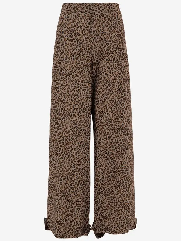SA SU PHI Animal Print Cotton Blend Pants - Red