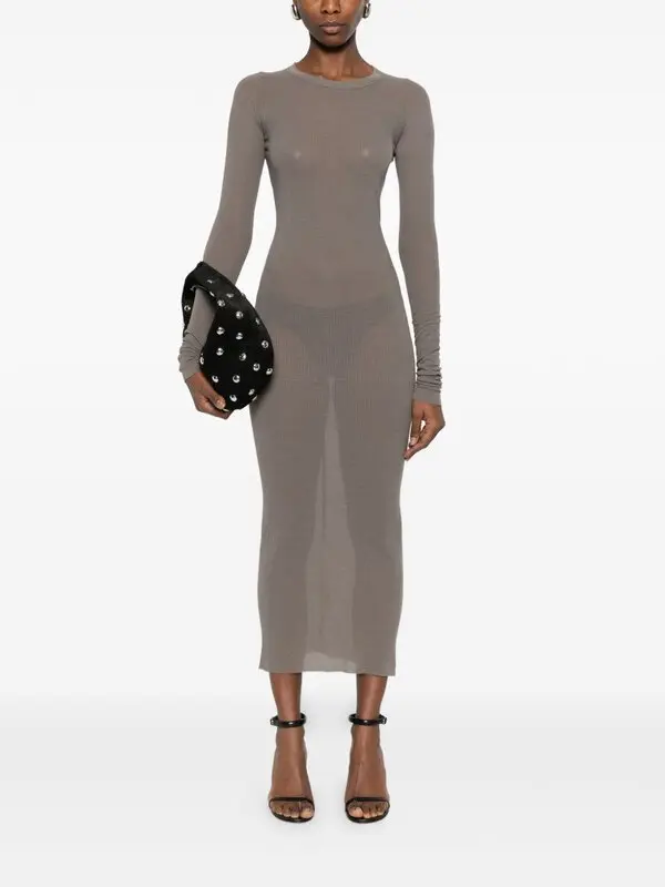 Rick Owens Ribbed Midi Dress - Grey