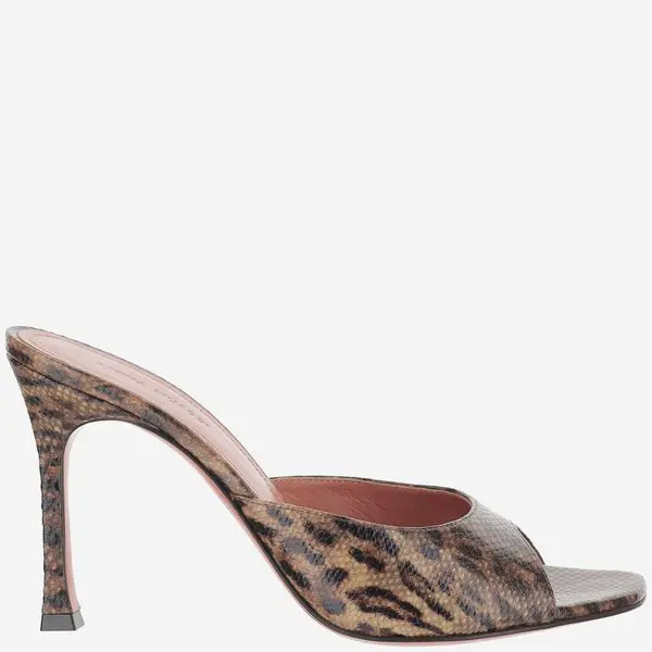Amina Muaddi Alexa Leather Mules - Red